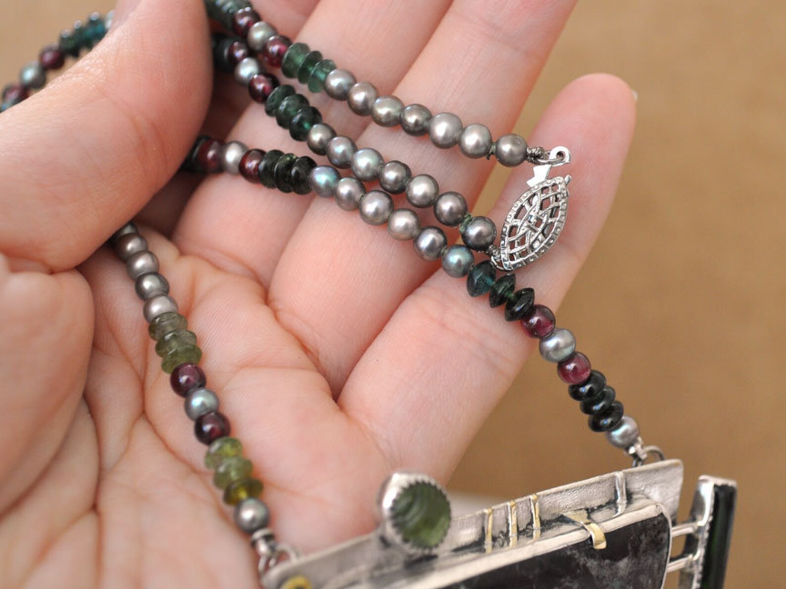 VINTAGE FIND Large Oversized Gemstone Sterling Silver Necklace - Etsy