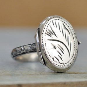 Handmade 925 sterling silver LOCKET RING hand made floral band | Etsy