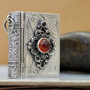 Handmade 925 Sterling Silver Magic Book Style Container Locket Necklace ...