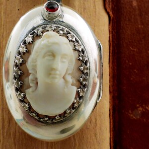 Victorian Silver Cameo Locket Necklace Handmade Vintage High Relief ...