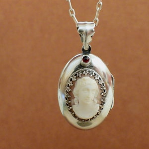 Victorian Silver Cameo Locket Necklace Handmade Vintage High Relief ...