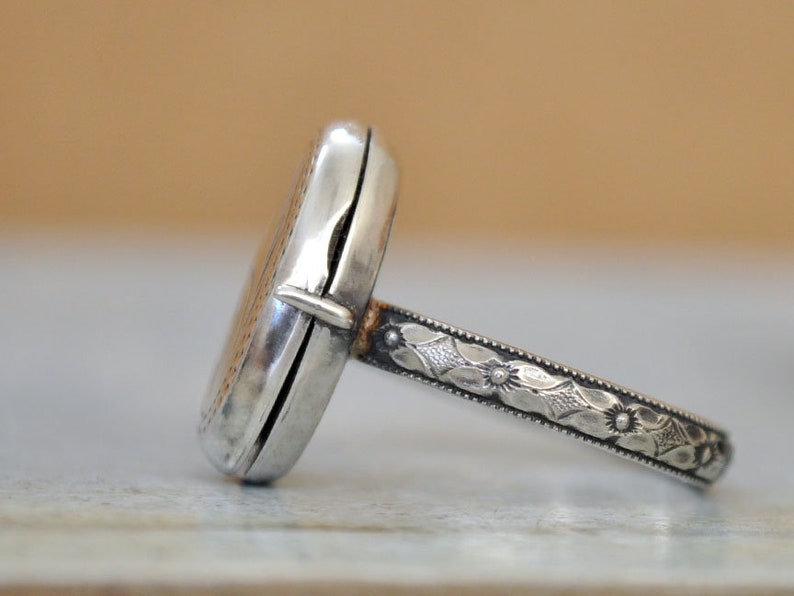 Handmade 925 sterling silver LOCKET RING hand made floral band | Etsy