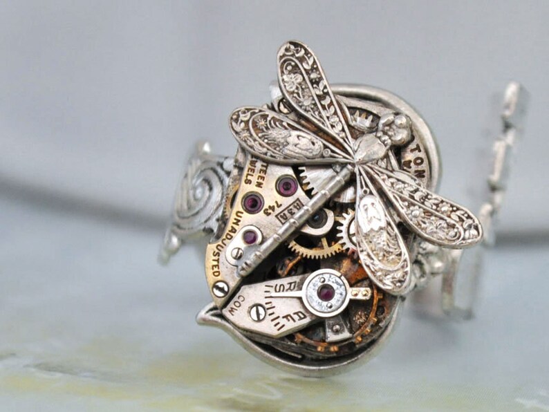 Steampunk Ring Key to the Time Machine Antique Silver | Etsy