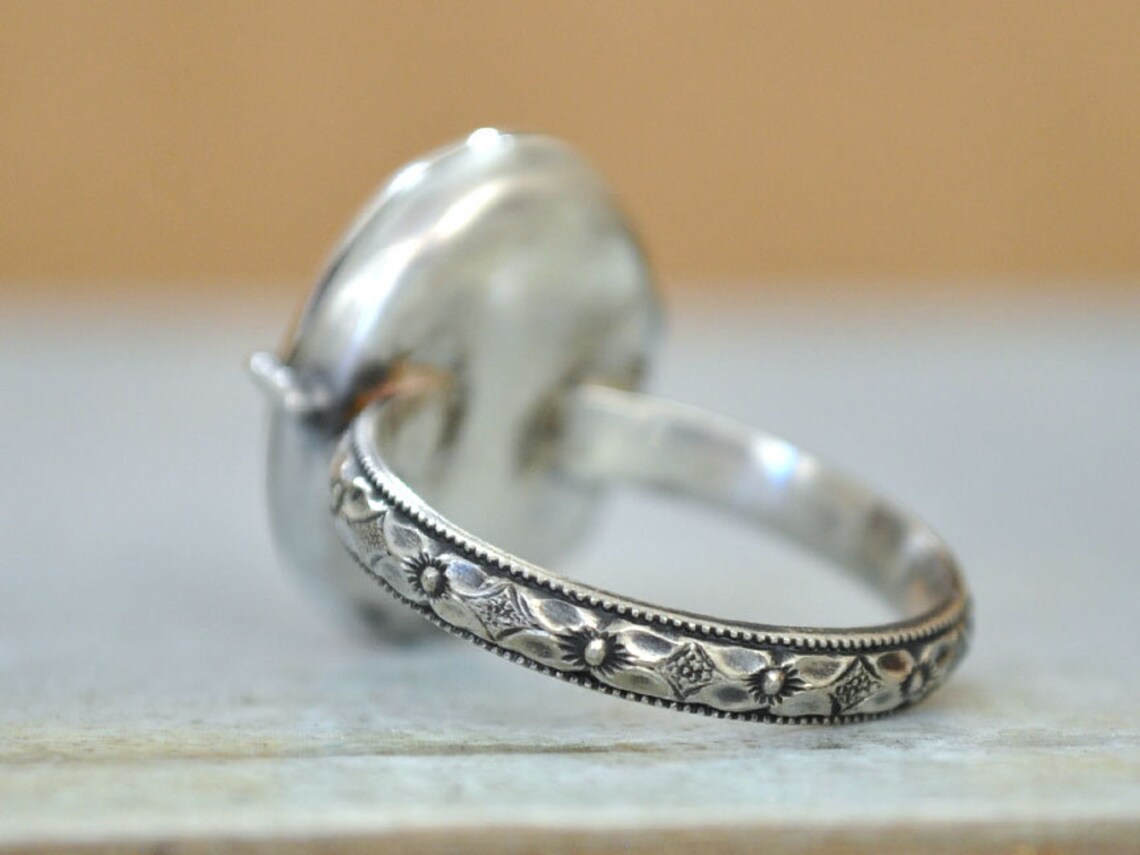 Handmade 925 sterling silver LOCKET RING hand made floral band | Etsy