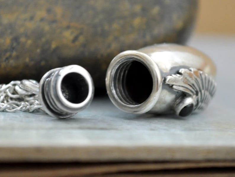 Sterling silver 925 container necklace pill box tube locket | Etsy