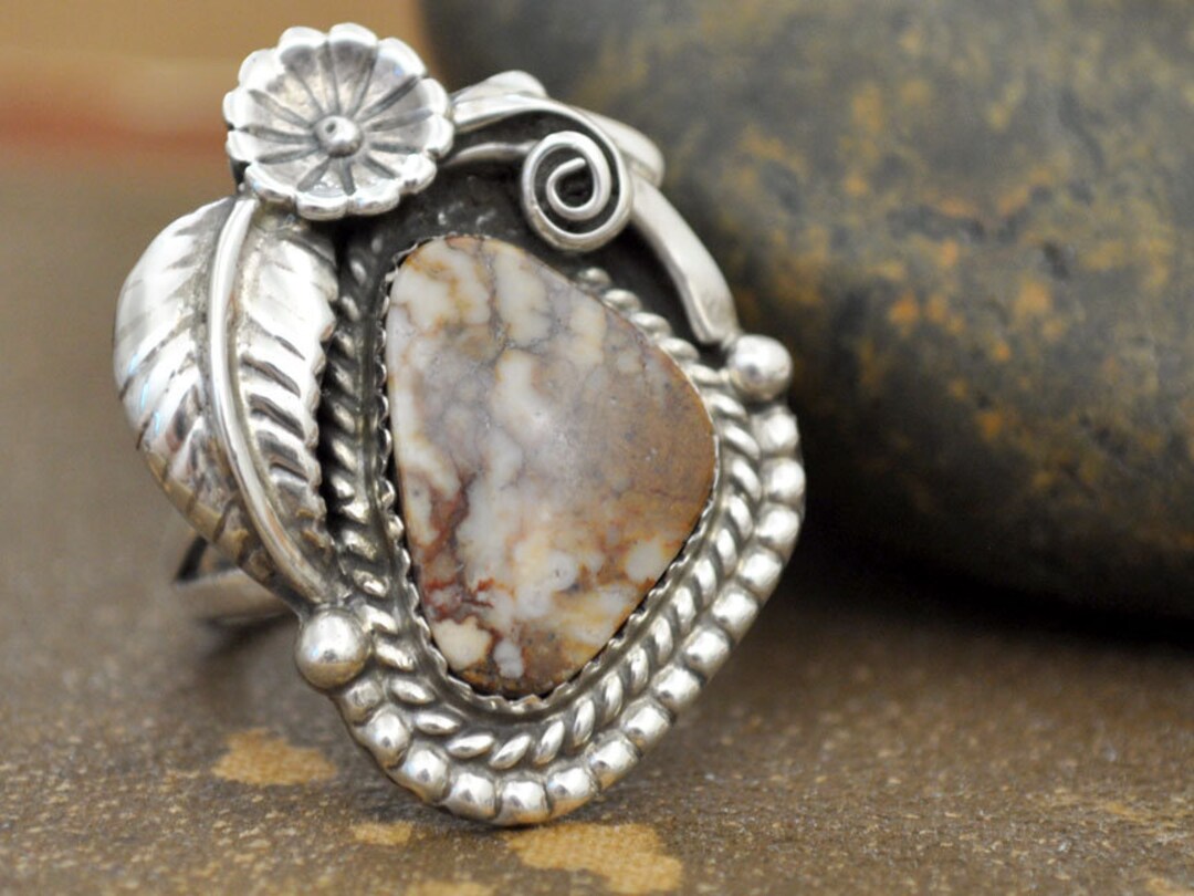 Vintage Navajo Wild Horse Magnesite Ring 925 Sterling Silver Native ...