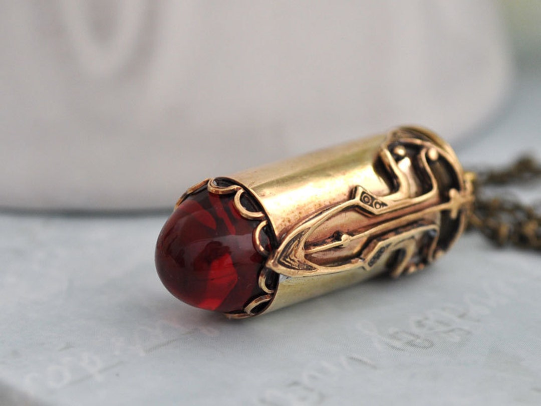 RUBY TIP BULLET Real Bullet Casing Necklace With Vintage Bullet Tip ...