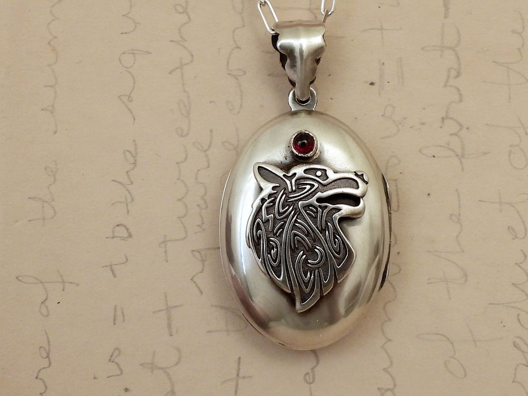 Silver Celtic Wolf Locket Necklace for Women Handmade 925 Sterling ...