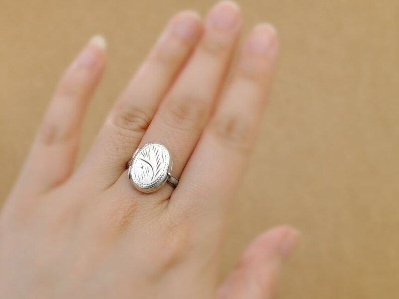 Handmade 925 sterling silver LOCKET RING hand made floral band | Etsy