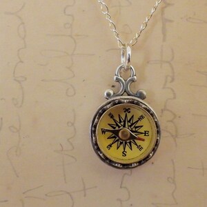 Silver Minimalist Small Working Compass Charm Necklace TRUE NORTH 925 ...