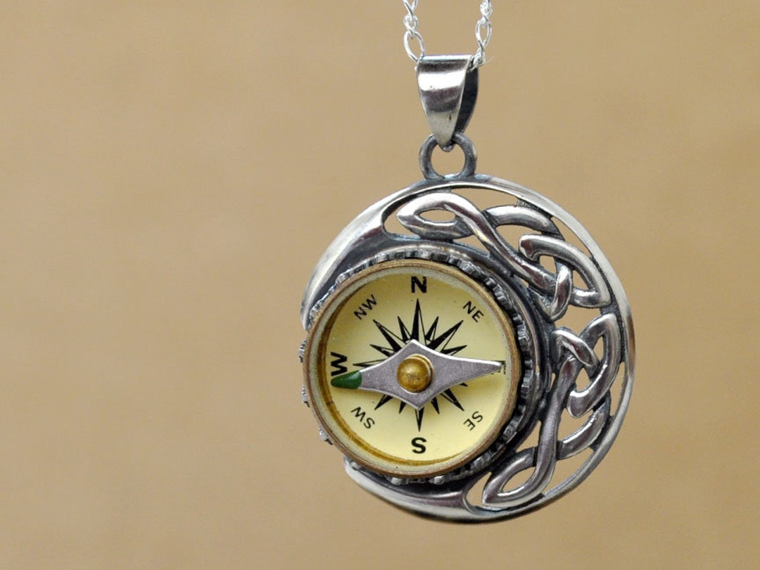 Handmade 925 Silver Celtic Moon Working Compass Necklace Gift for Her ...
