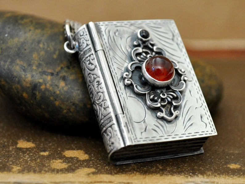 Handmade 925 Sterling Silver Magic Book Style Container Locket - Etsy