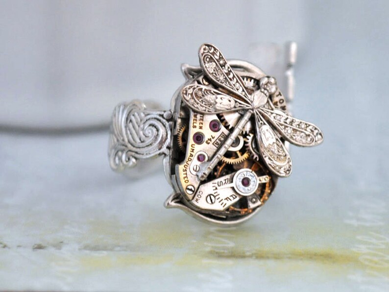 Steampunk Ring Key to the Time Machine Antique Silver | Etsy