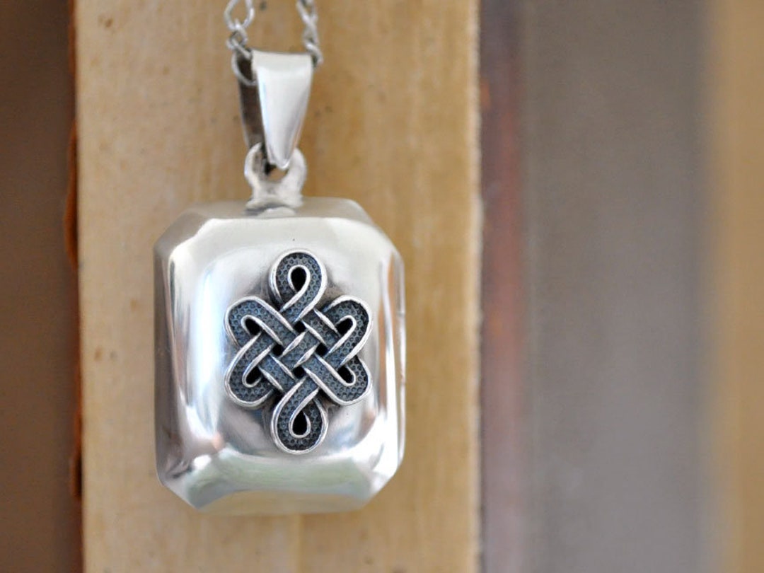 925 Silver Eternal Knot Locket Necklace, Vintage Locket, Pill Box ...