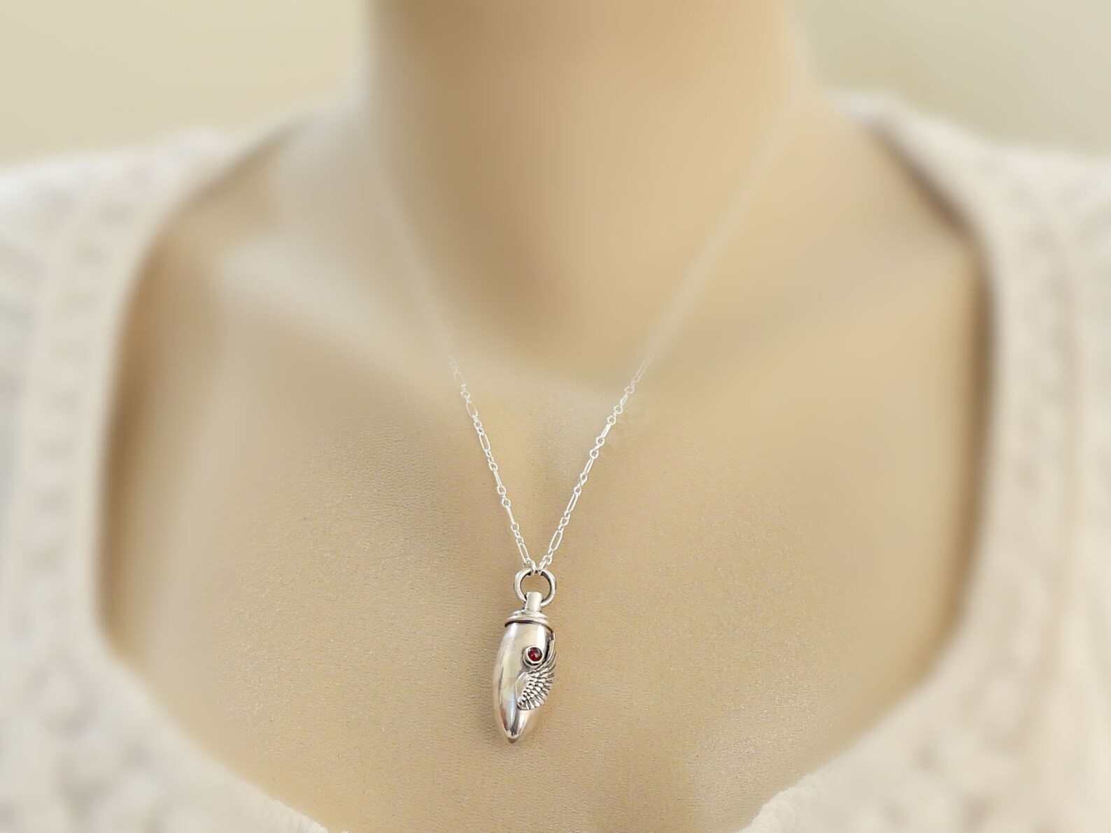 925 Silver Container Necklace Tube Vile Pet Ash Pendant Scent Locket ...