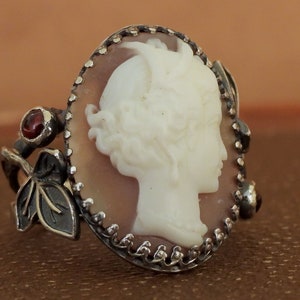 Silver Cameo Ring Victorian Lady Cameo Turquoise Ring Cocktail Ooak ...