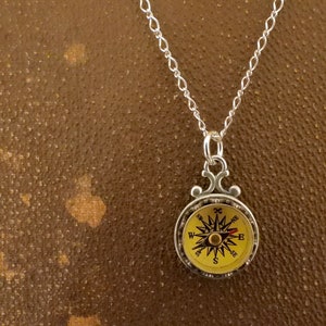 Silver Minimalist Small Working Compass Charm Necklace TRUE NORTH 925 ...