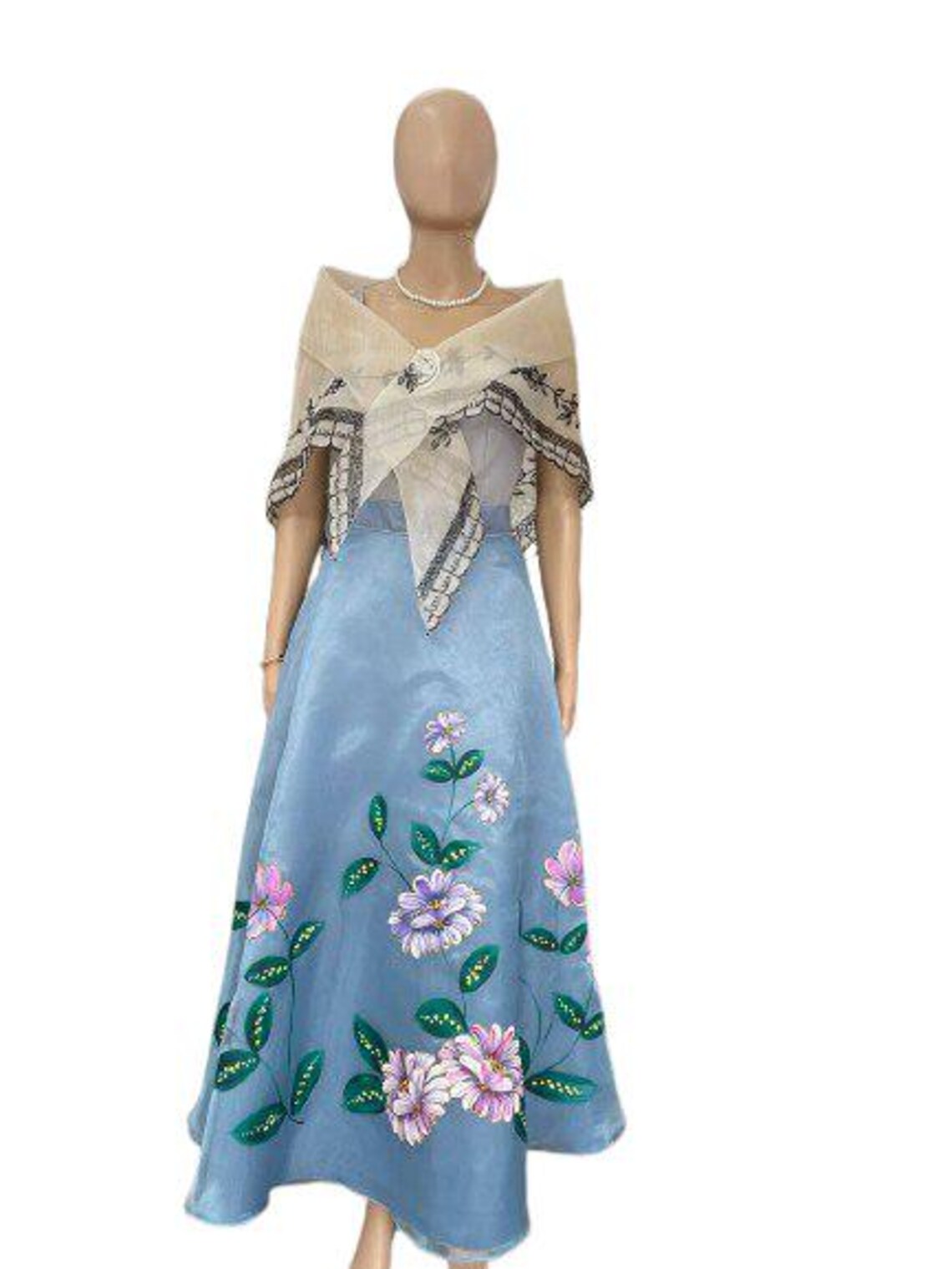 Filipiniana Alampay With Inner Blouse and Skirt Handpainted Philippine ...