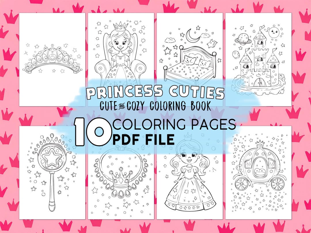Princess Cuties: Cute Princess Characters in Relaxing Coloring Book by ...