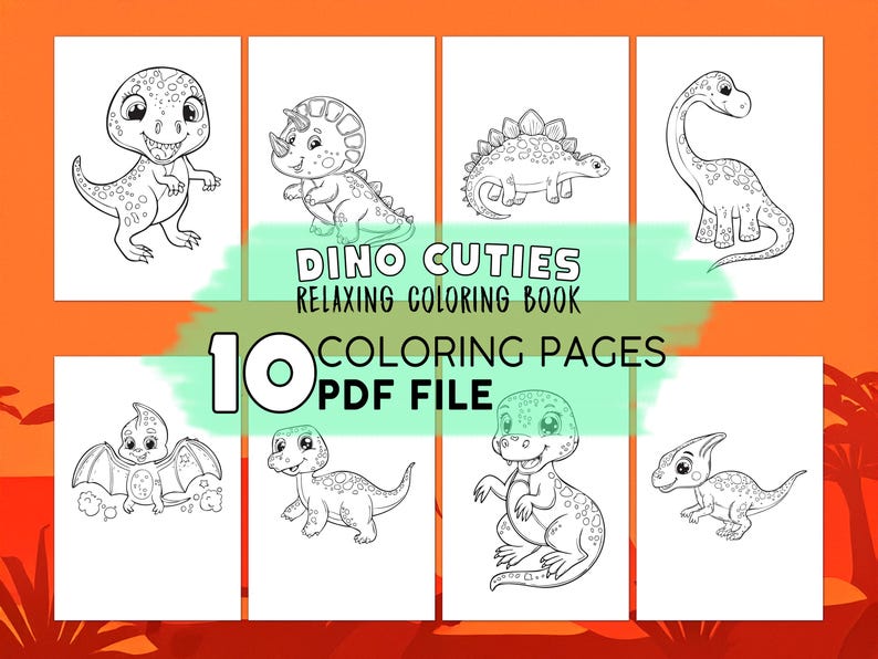 Dino Cuties: Prehistoric Baby Dinosaurs in a Relaxing Coloring Book by ...