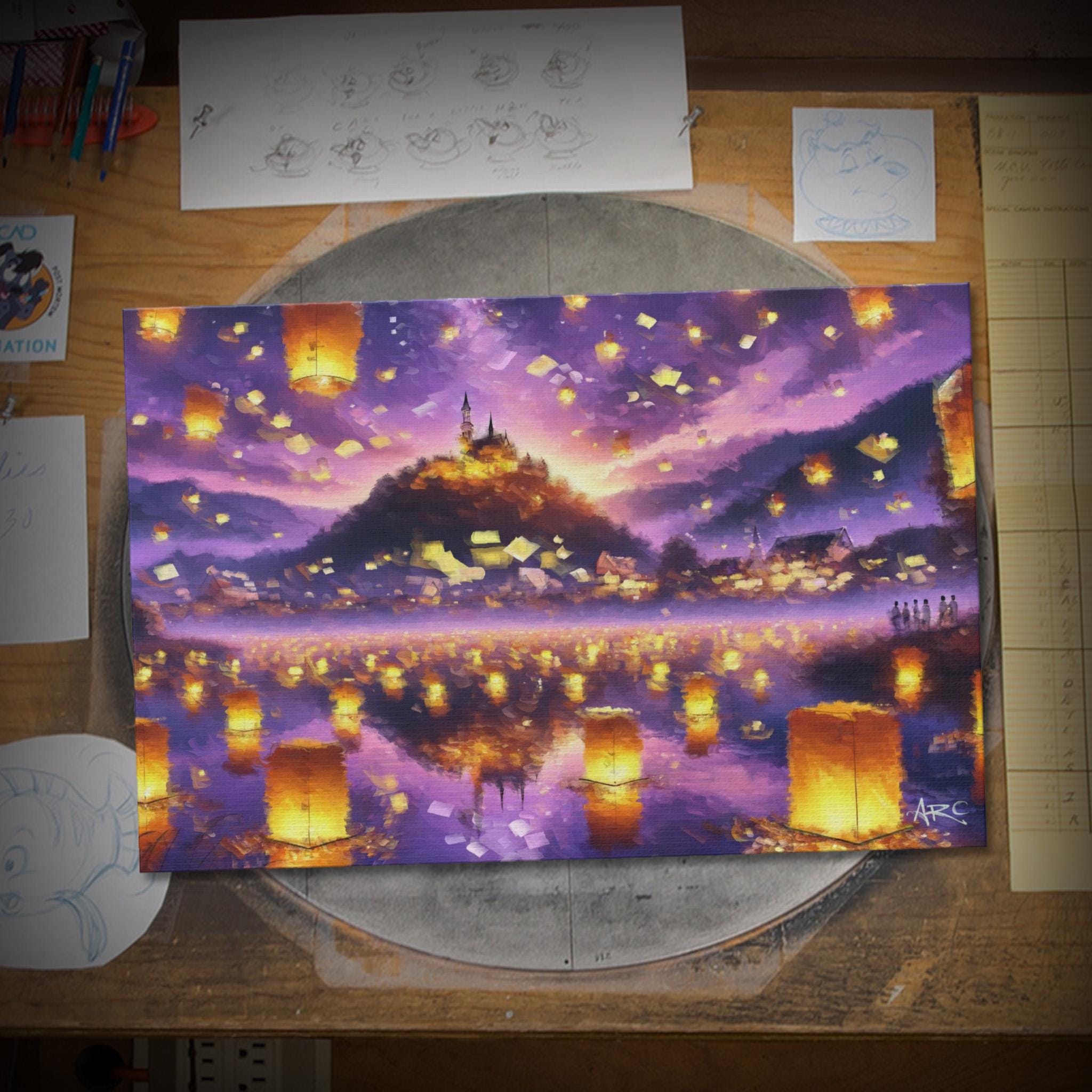 The Lantern Festival Wishes | Tangled Inspired Original Artwork Printed ...