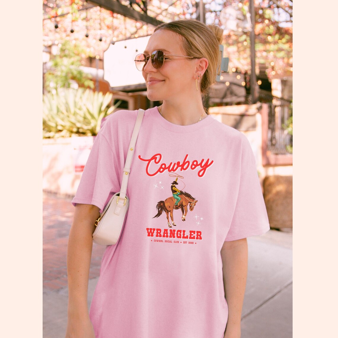 Cowboy Wrangler Pink + Red Cowgirl Shirt, Social Club Womens Graphic ...