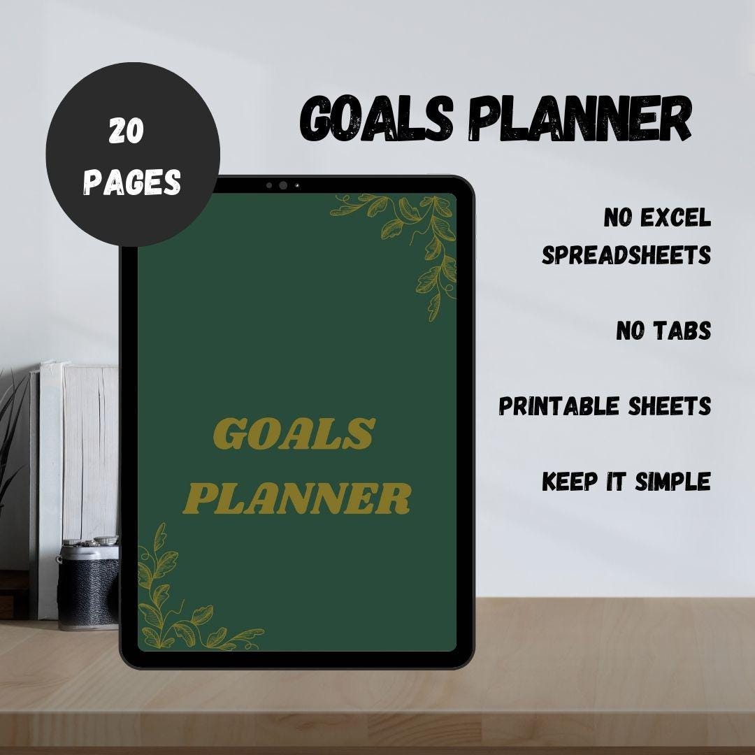 Simple Goals Planner Emerald GREEN Easy to Use Easy to Follow Printable ...