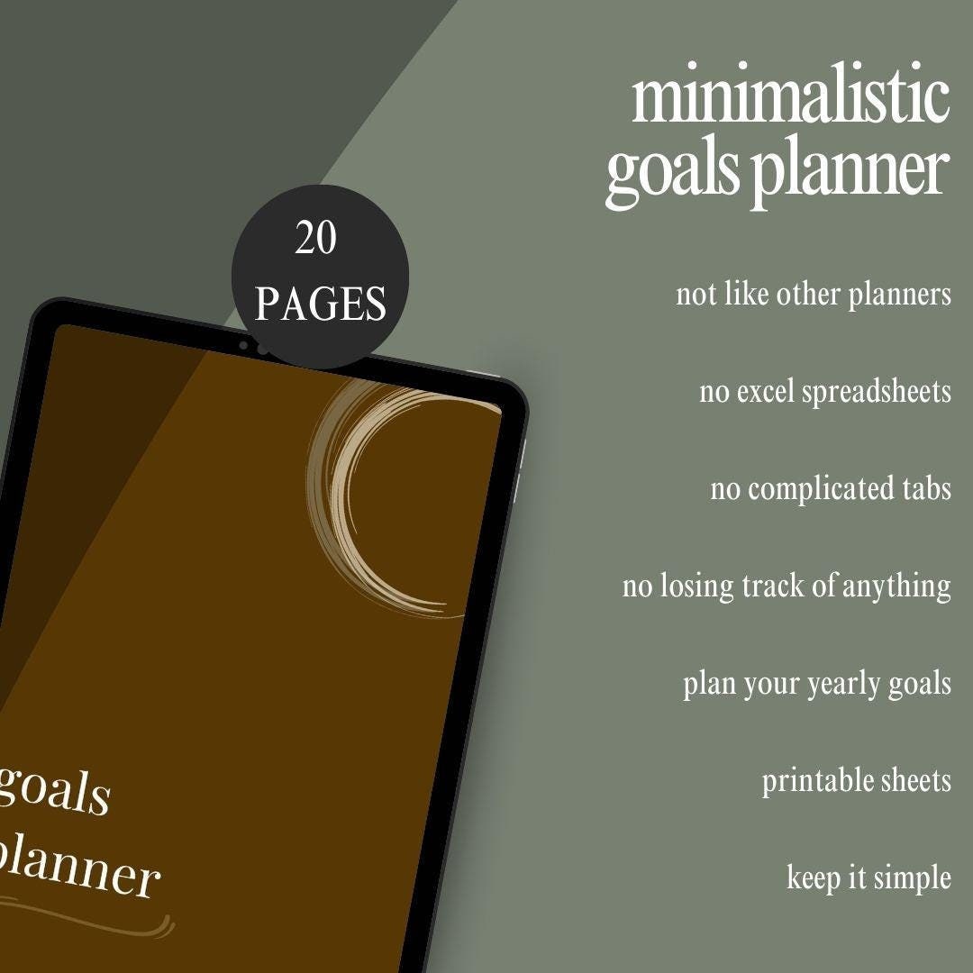 Minimalist Goals Planner | Printable Organization (PDF Download) - Etsy