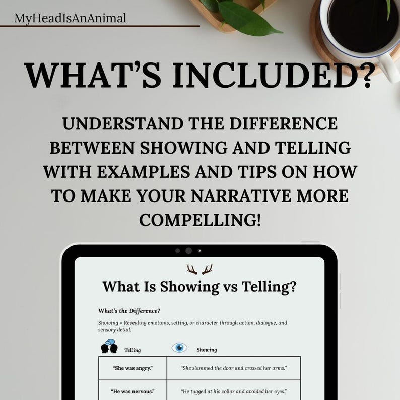 Show, Don't Tell Cheat Sheet for Writers – Fiction Planning PDF ...