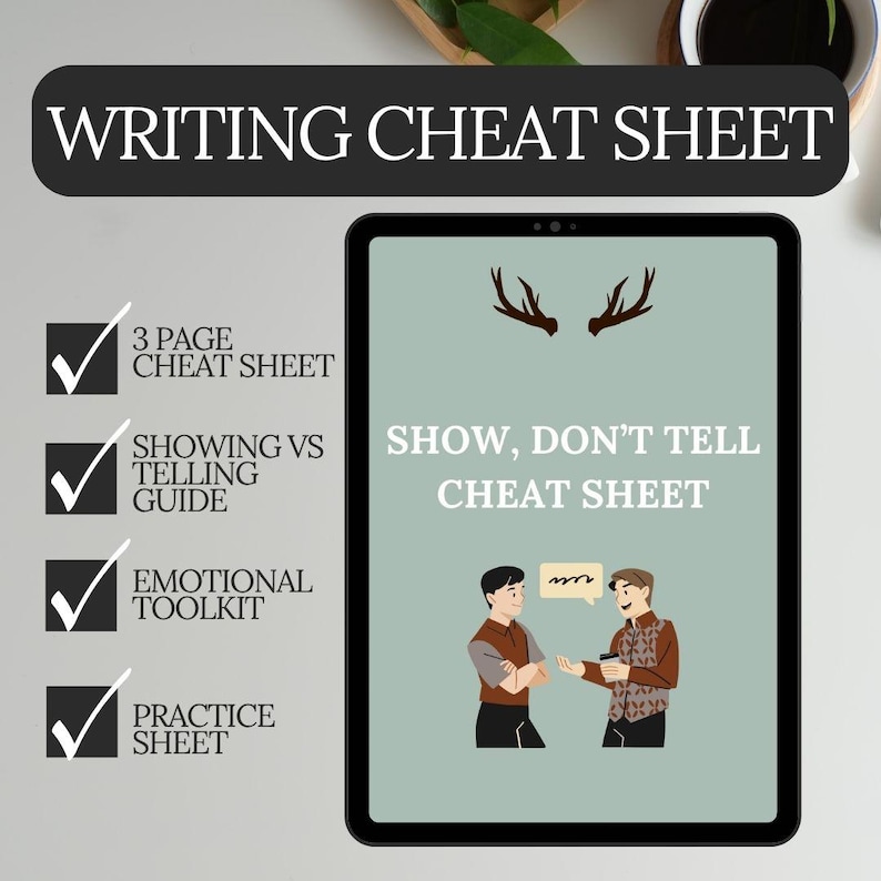 Show, Don't Tell Cheat Sheet for Writers – Fiction Planning PDF ...