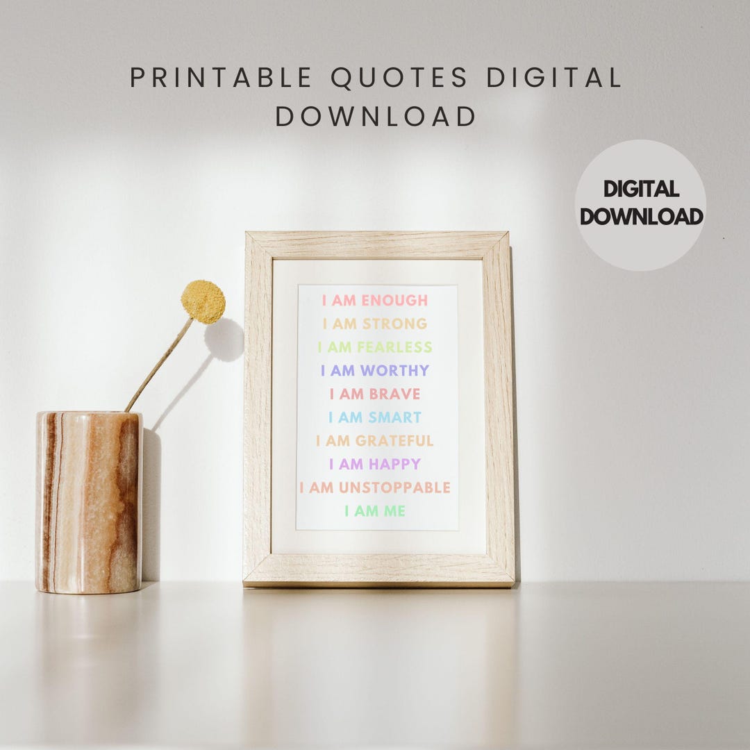 Positive Affirmations | Digital Printable Poster | Playroom Poster ...