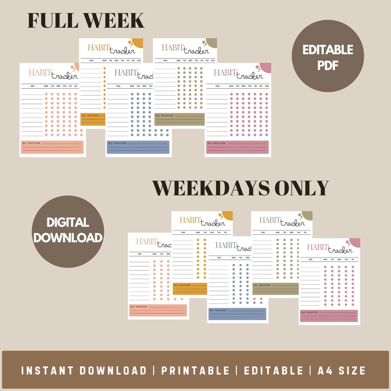 Minimalist Habit Tracker | Printable | Editable | Daily Routine ...