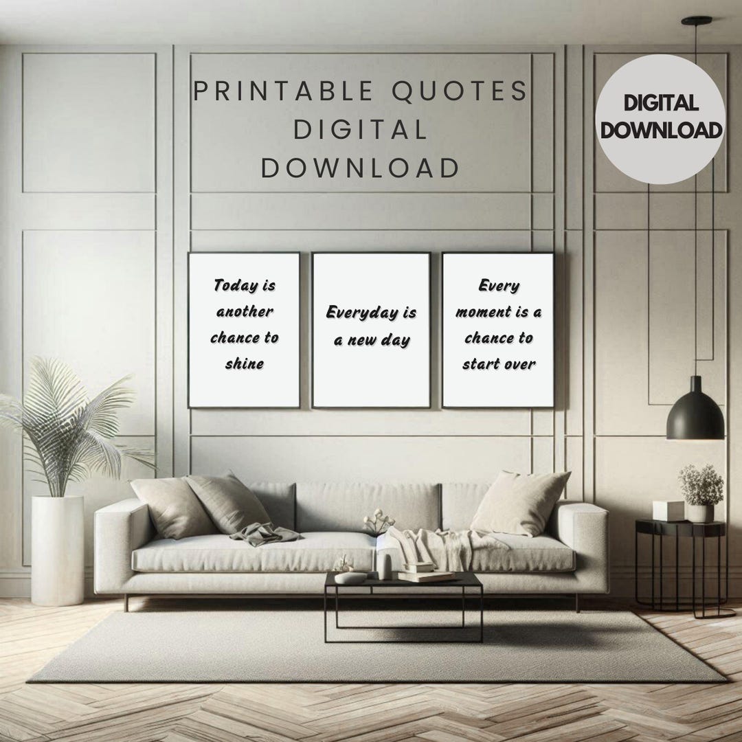 Printable Inspirational Quotes Wall Art Home Office Decor New Day New ...
