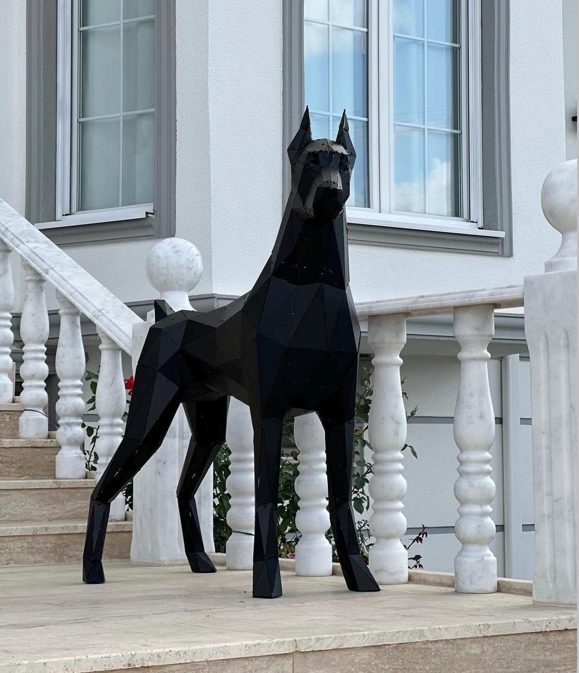 Doberman Statue 3D Metal Art Handmade Decor Dog Garden Statue Doberman ...
