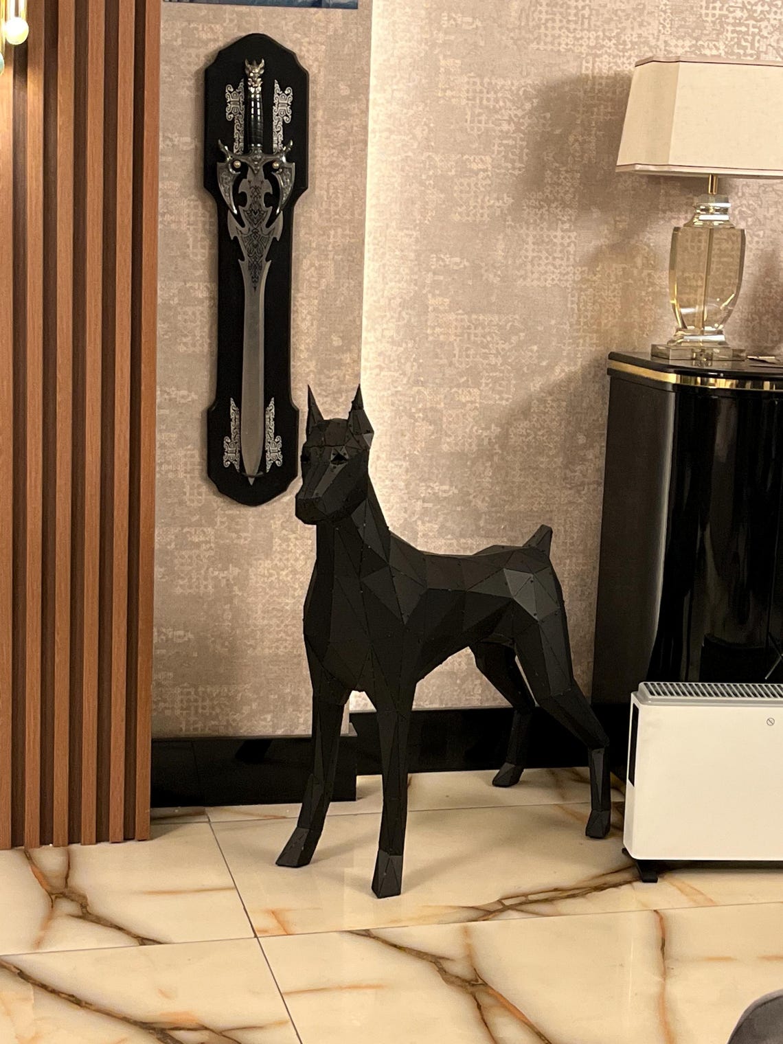 Doberman Statue 3D Metal Art Handmade Decor Dog Garden Statue Doberman ...