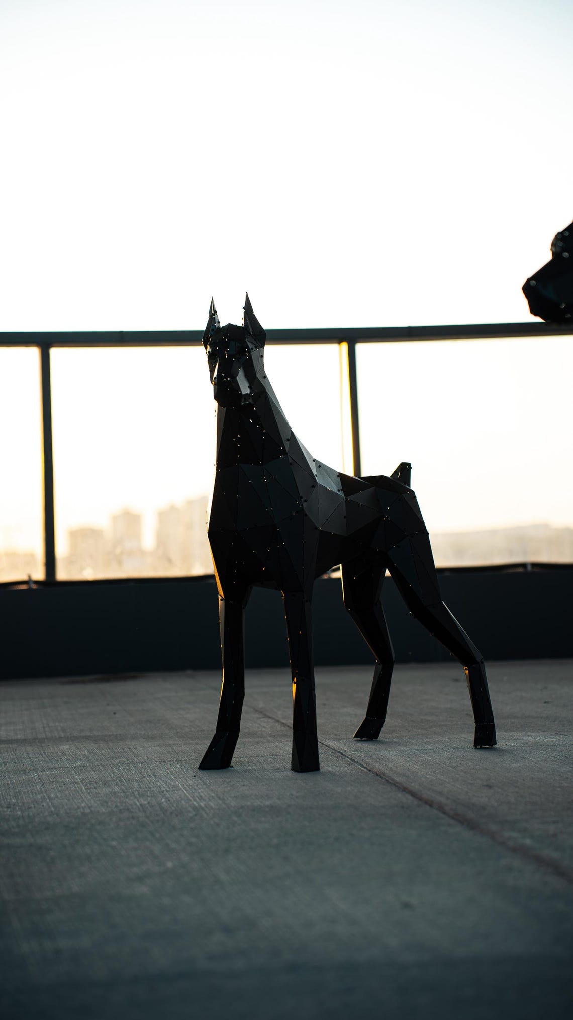 Doberman Statue 3D Metal Art Handmade Decor Dog Garden Statue Doberman ...