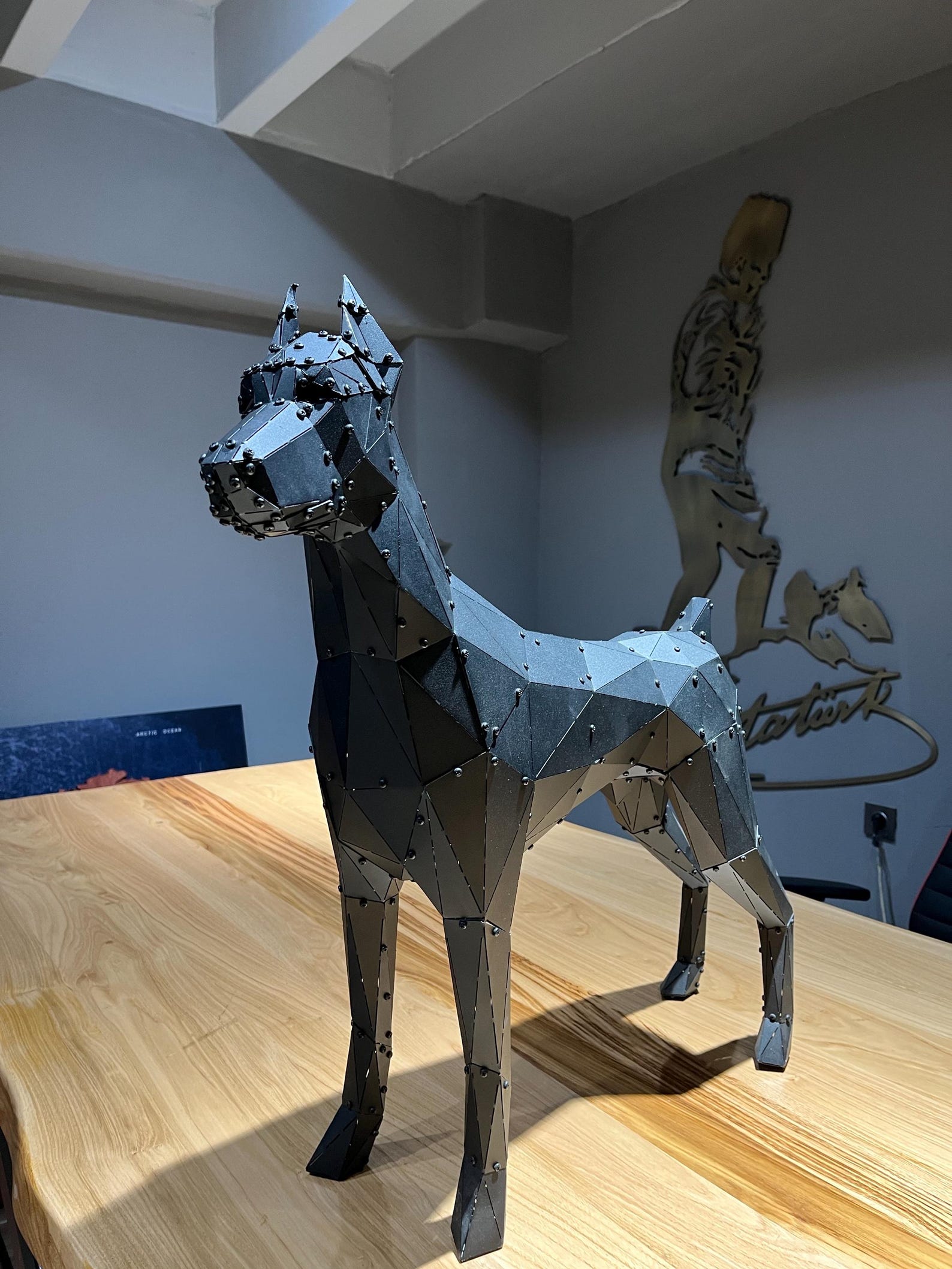 Doberman Statue 3D Metal Art Handmade Decor Dog Garden Statue Doberman ...