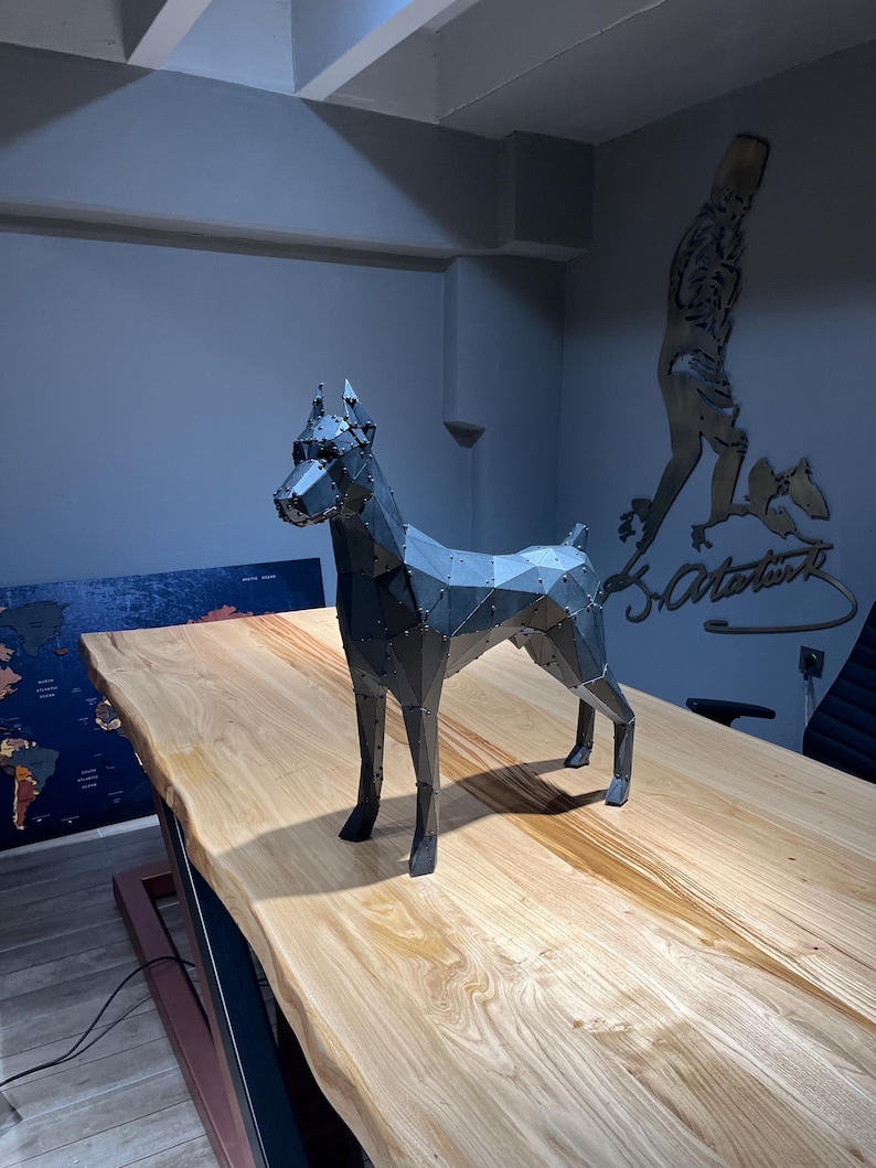 Doberman Statue 3D Metal Art Handmade Decor Dog Garden Statue Doberman ...