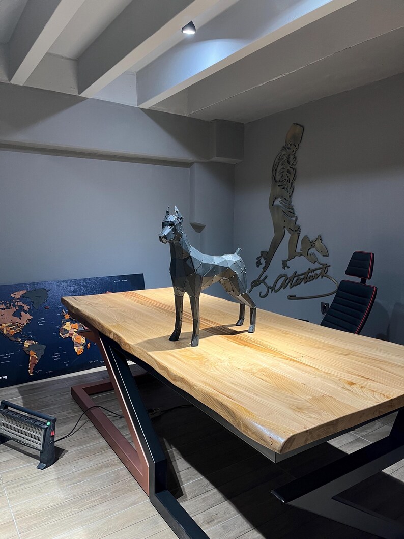 Doberman Statue 3D Metal Art Handmade Decor Dog Garden Statue Doberman ...