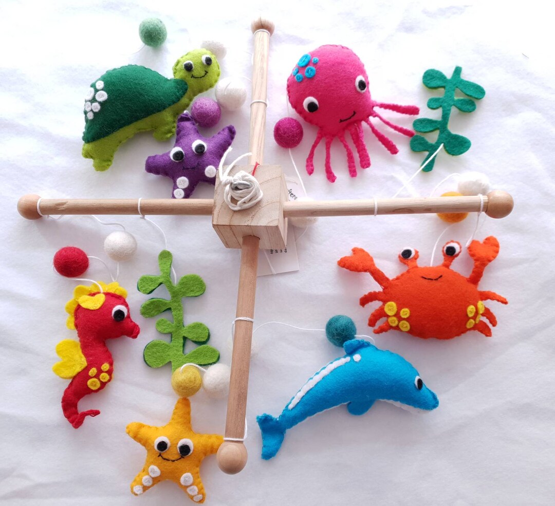 Under the Sea Creatures BABY MOBILE Ocean Felt Rainbow Nursery Playroom ...