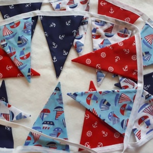 Nautical Red White Blue BUNTING Boat Yacht Sea Anchor Theme 16 Flag ...
