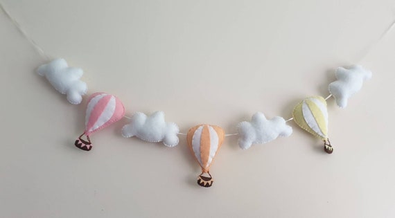 Hot Air Balloon and Clouds Garland Mobile Bunting Wall Hanging | Etsy