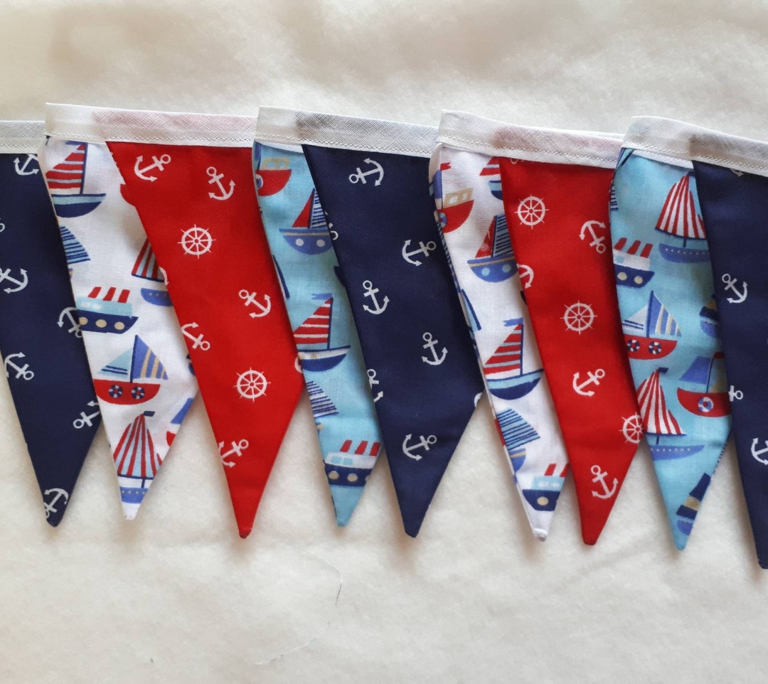 Nautical Red White Blue BUNTING Boat Yacht Sea Anchor Theme 16 Flag ...