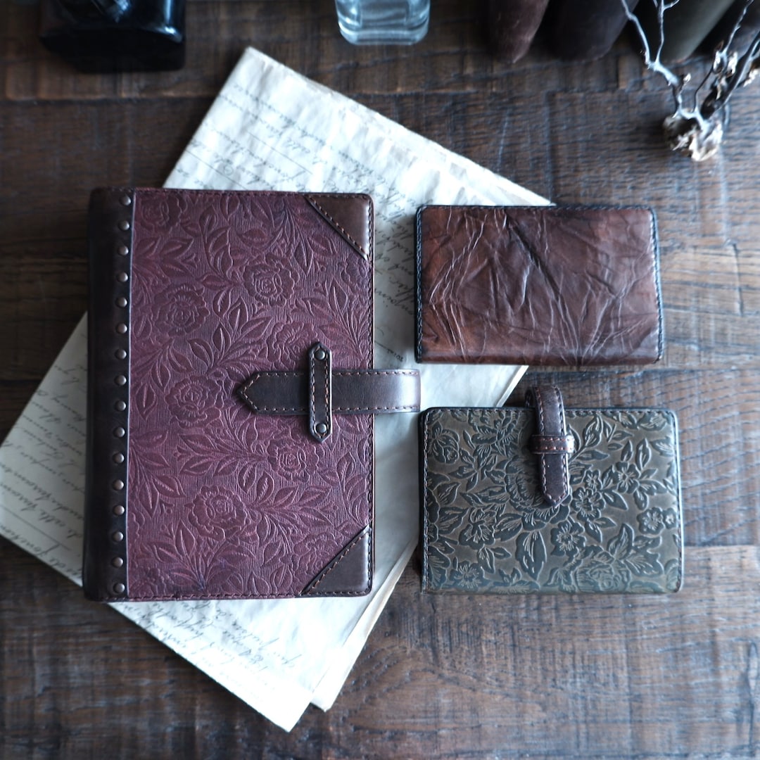 Leather Planner, Antique Burgundy, Handdyed, Old Trunk, Brown Planner ...