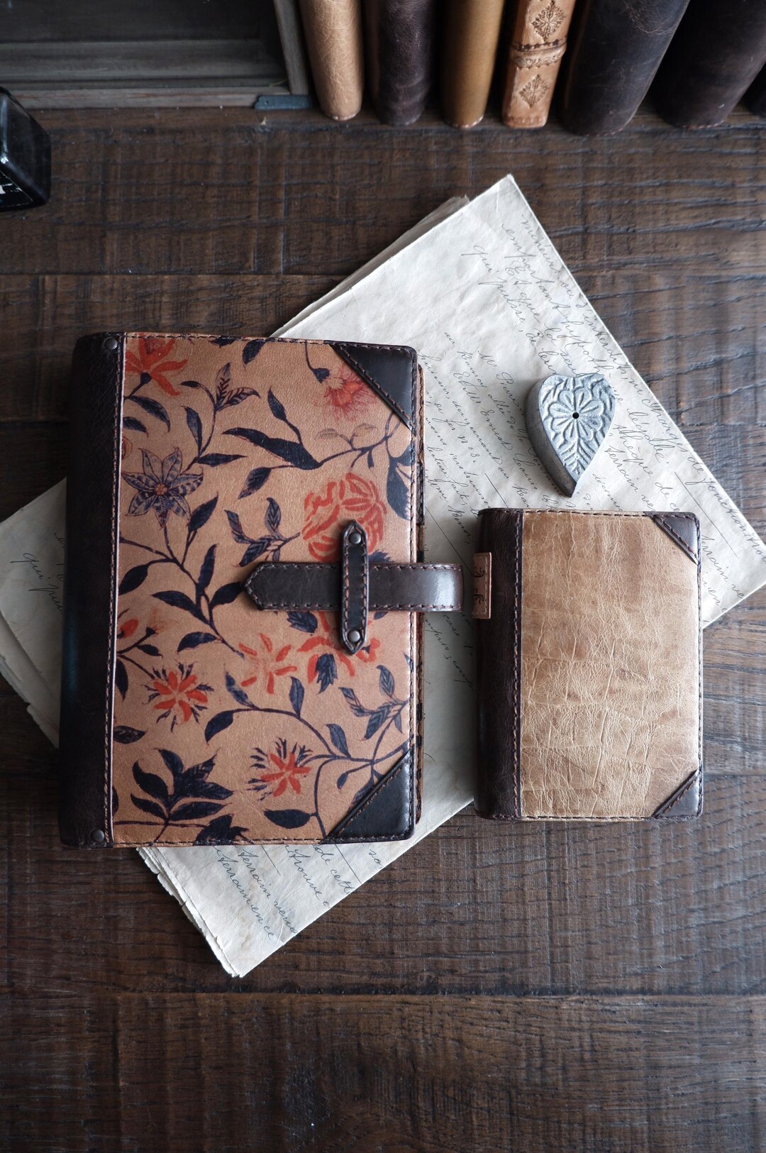 Leather Planner, A6, Old Book, Botanical, Leather Binder, Personal Size ...