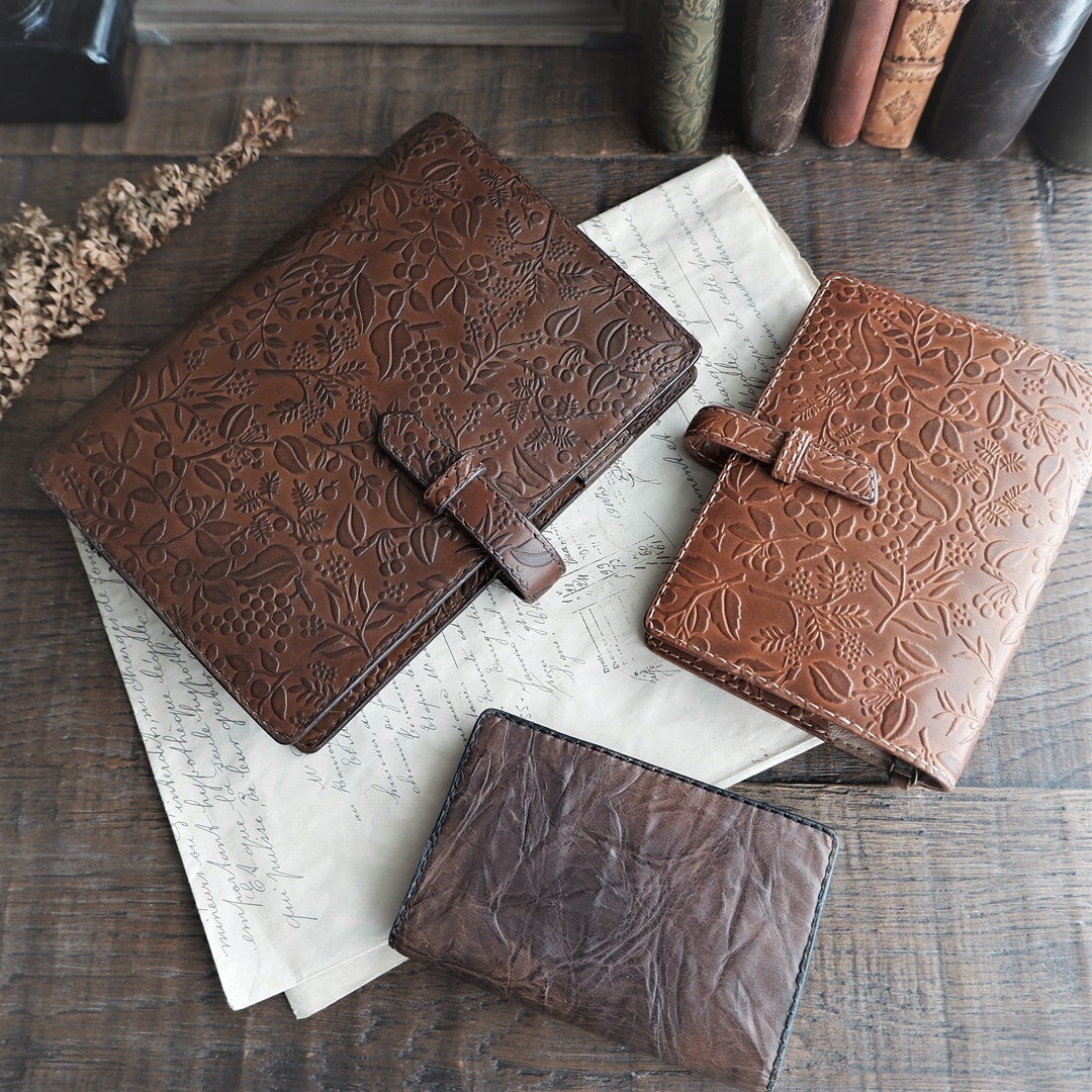 Leather Planner, A6, Old Berries, Handdyed, Antique Brown, Brown ...