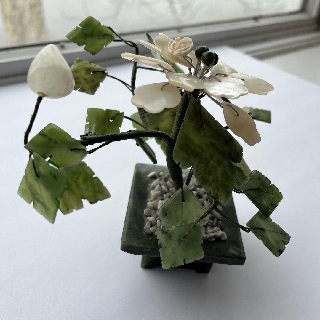 Vintage Chinese Jade Tree With Mother of Pearl Flower 5” - Etsy