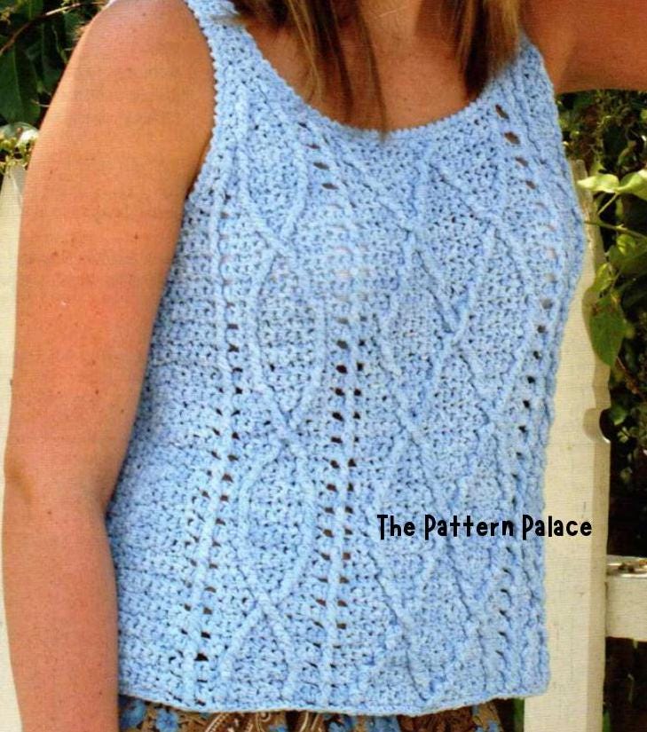 Y2k Crochet Cable Sleeveless Top Pattern | Women's Crochet Vest | Diy ...