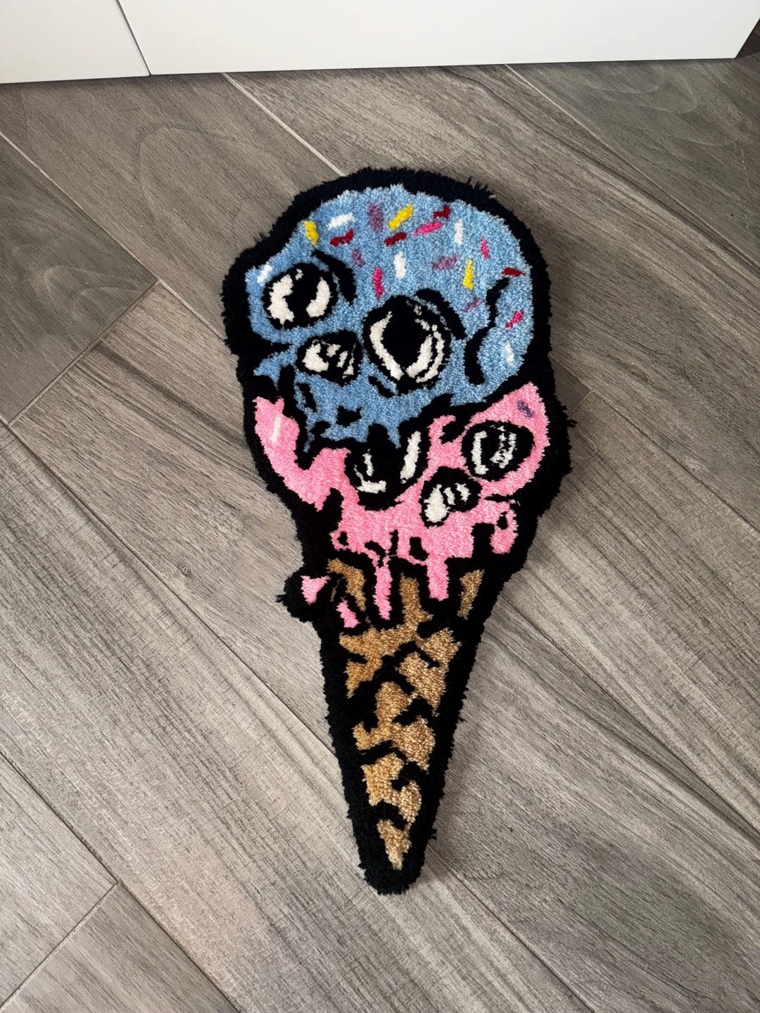 Drippy Skull Ice Cream (uncarved) Custom Handmade Tufted Rug - Etsy