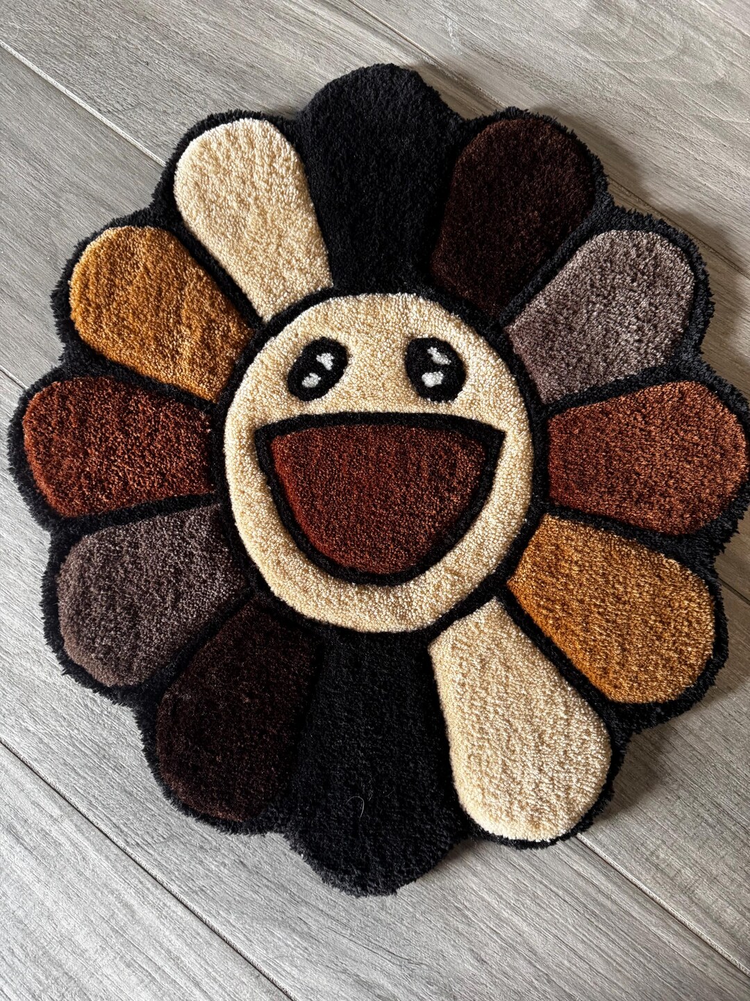 Made to Order Smile On, Rainbow Flower Custom Handmade Tufted Rug - Etsy